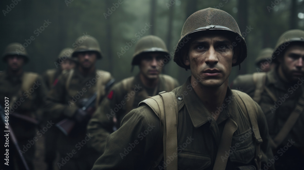 Valor in Battle: A Group of Soldiers During World War II, Engaged in a ...