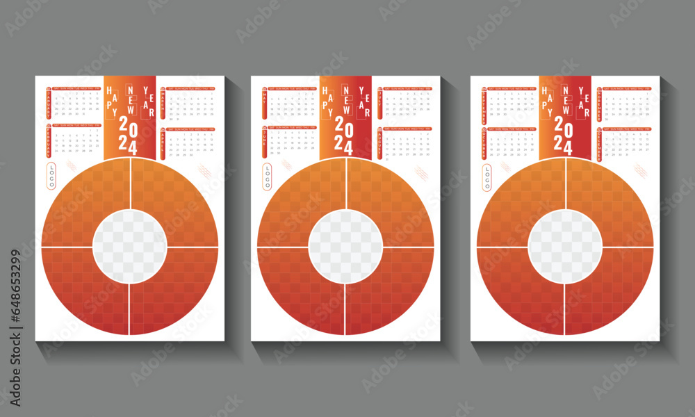 Print Ready wall calendar template design for 2024, yearly Premium ...