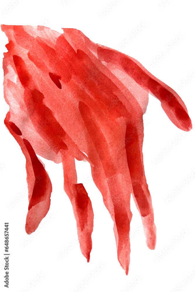 Bloody hand print isolated on white background. Handprint blood smeared ...