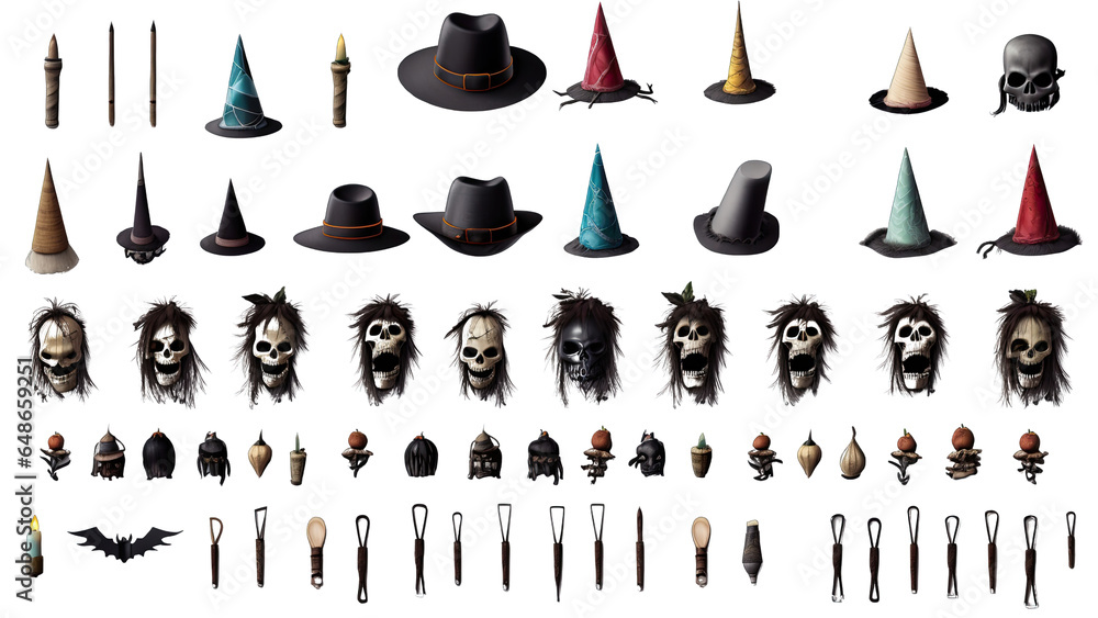 High Quality Halloween accessories, Transparent PNG, hats, skulls ...