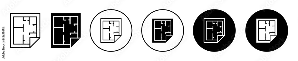 Architecture Plan Icon Home Floor Plan Blueprint Symbol House Construction Sketch With Drawing