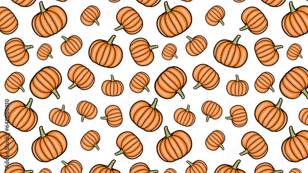 4k Animated Cartoon Halloween Pumpkins motion pattern design cartoon ...