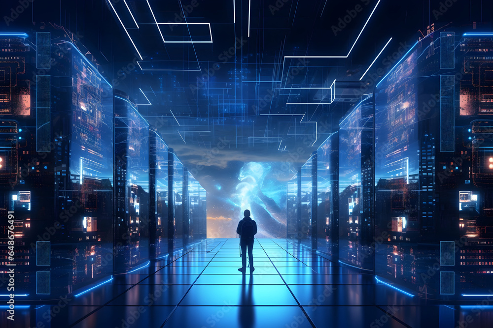 Inside a Modern Data Center, Where Racks of Servers, Cooling Systems ...