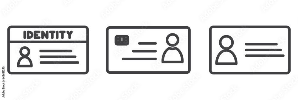 Identity icon. ID card line icon, identification and card holder ...