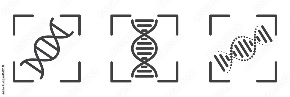 DNA identification icon set, Secure identity verification systems icon ...