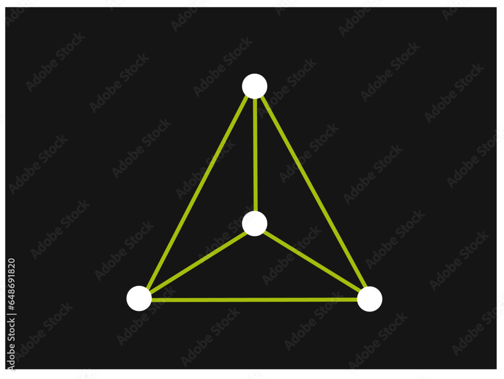Euler tetrahedral Graph. Dark Background. Math simbol, vector separated ...