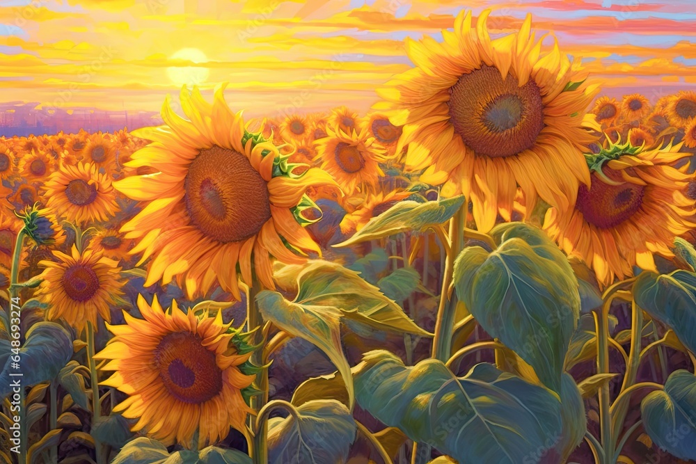 Sun Drawing: The Golden Embrace and Sunlight Blanketing a Field of ...