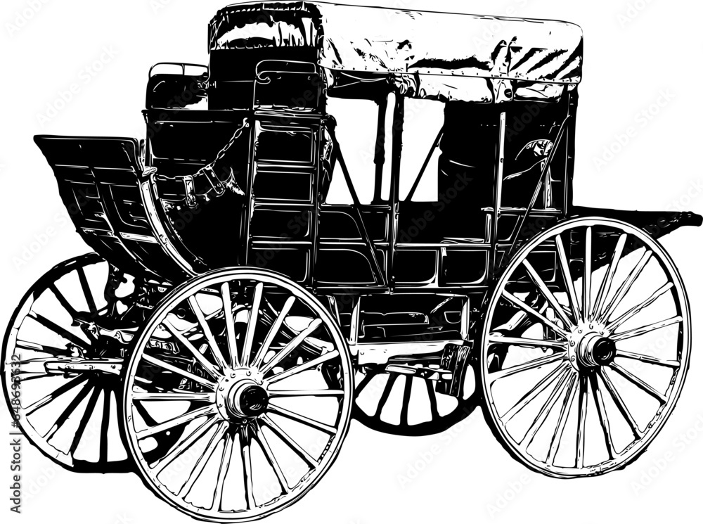 Realistic detailed sketch of an 1800s stage coach Stock Vector | Adobe ...