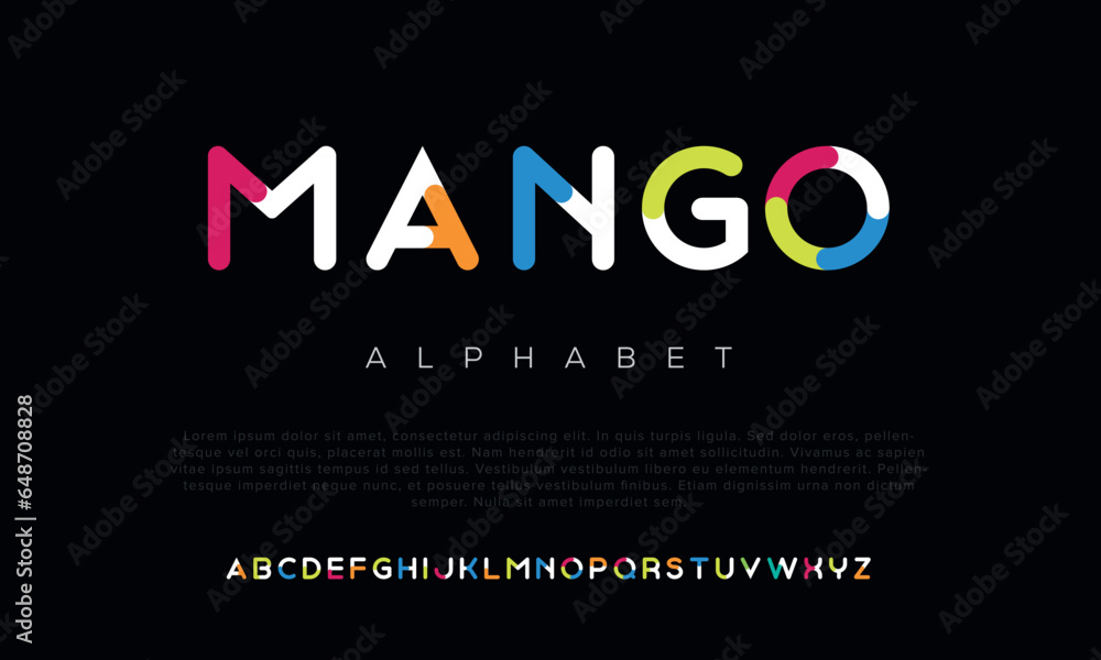 Mango colorful alphabet, playful letters, funny festival font for ...