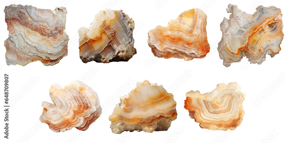 Png Set Banded flowstone calcite formed by mineral rich water deposits ...