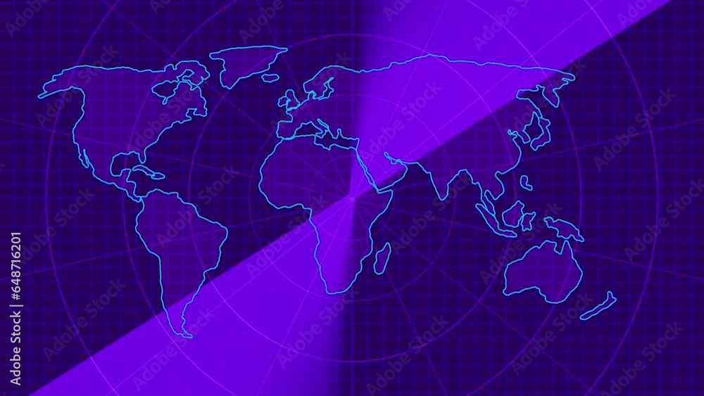 Digital technology scanning earth map animation. colorful earth map ...