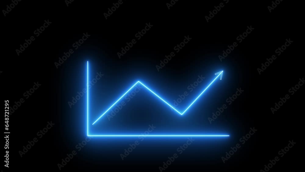 NEON Animated line business graph with arrow . business graph showing ...