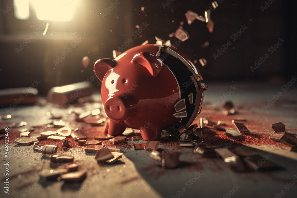 broken piggy bank, representing the concept of bankruptcy and financial ...