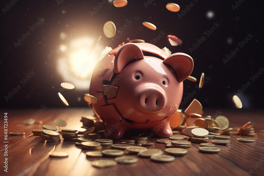 broken piggy bank, representing the concept of bankruptcy and financial ...