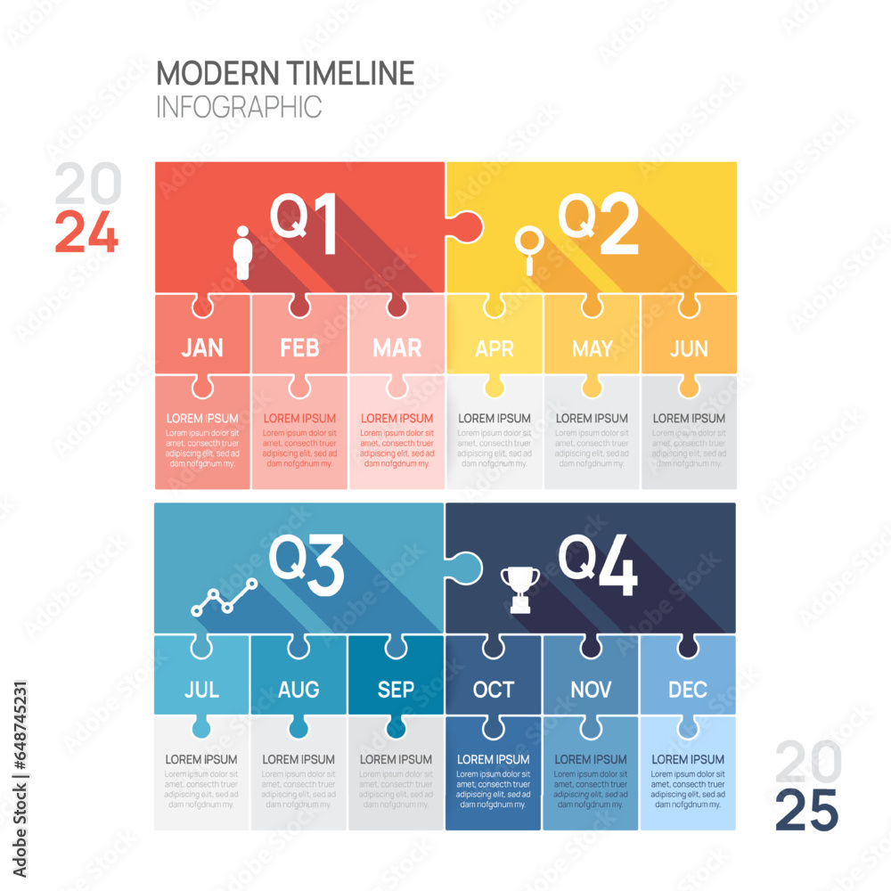 Business road map timeline infographic jigsaw template. Modern ...