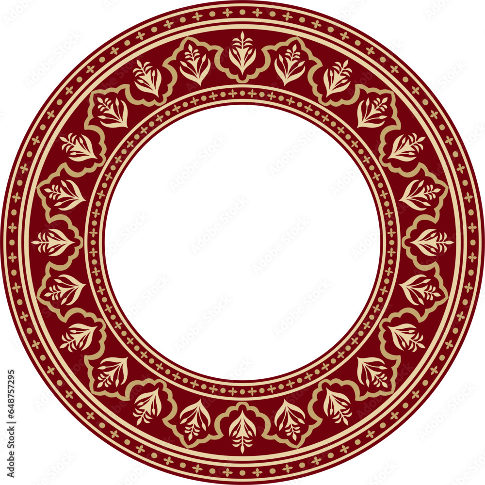 Vector round national red and black ornament of ancient Persia. Iranian ...
