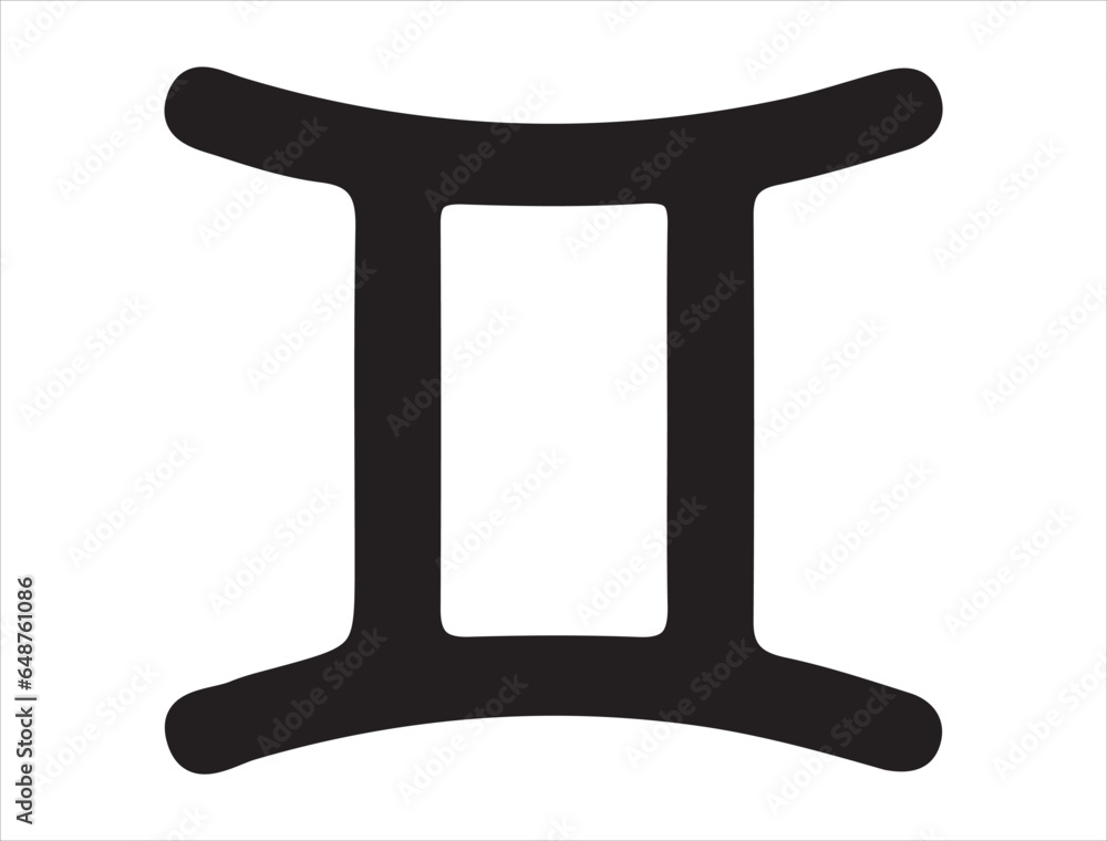 Gemini zodiac symbol silhouette vector art white background Stock ...