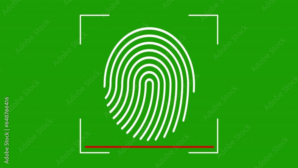 Vidéo Stock Fingerprint Scanner Animation on green background. Fingerprint digital scanner for ...