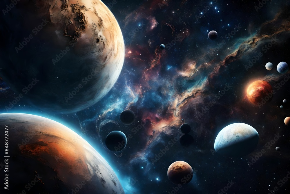 Planets and galaxy, cosmos, physical cosmology, science fiction ...