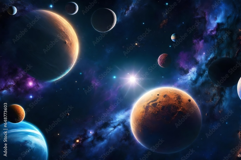 Planets and galaxy, cosmos, physical cosmology, science fiction ...