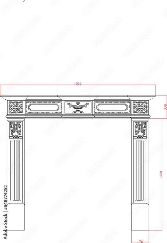 Vector sketch illustration of classical Greek Roman ornamental column ...