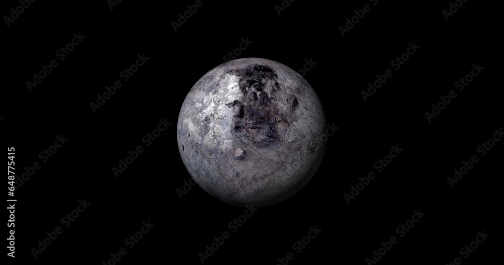 fictional Eris sun rise in dark background with stars. front view of ...