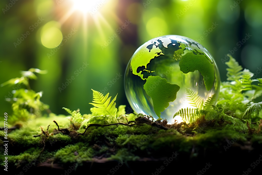 renewable energy light bulb with green energy, Earth Day or environment ...