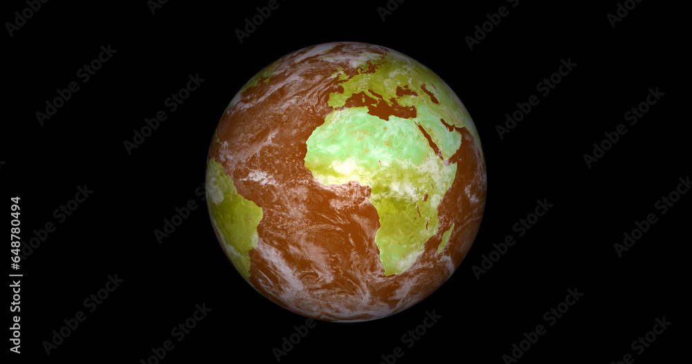 Damaged earth . Water polluted 3d earth on space. Virous attack all ...