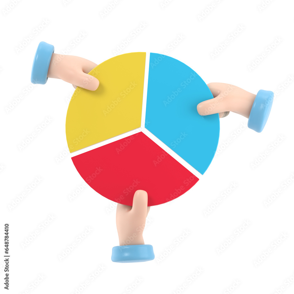 Market share business concept. Competing businessman holding in hand ...