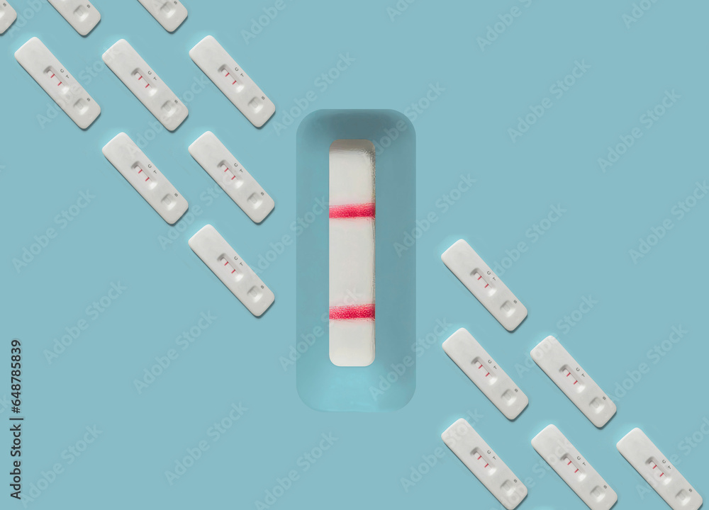Rapid antigen tests (RAT). There are two red markings on the test ...