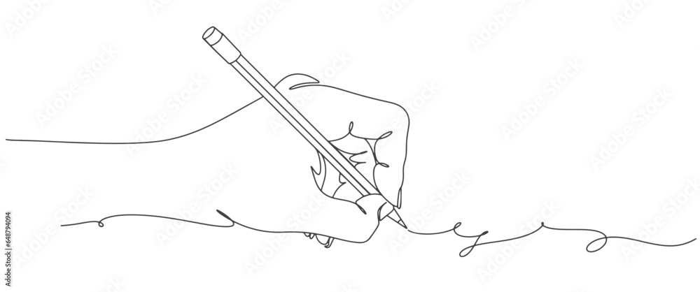 line art hand writing continuous line art drawing hand with pen line ...