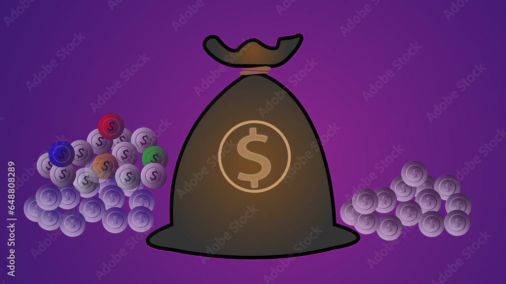 Money bag with US dollar sign isolated on pink color background. A full ...