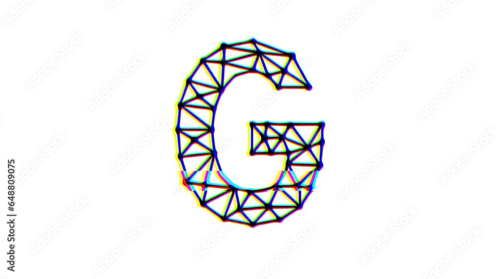Polygonal letter g animation with glitch effect on white background, 4k ...