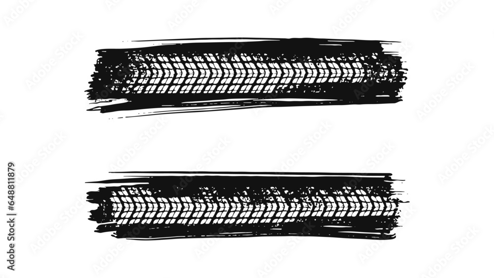 Tire tread marks. Black tire print. Vector illustration isolated on ...