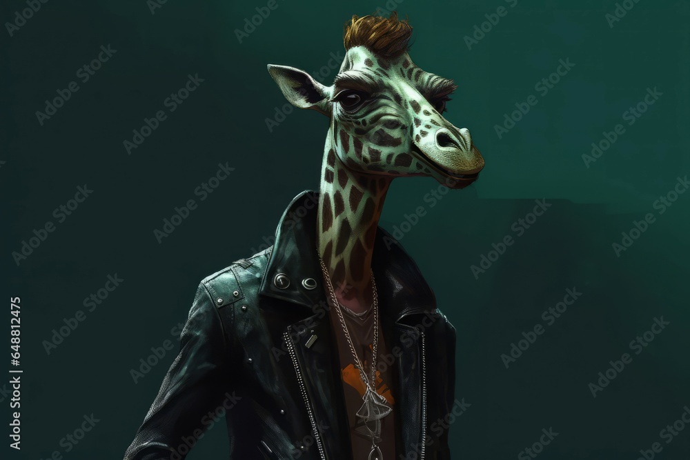 Giraffe animal cyberpunk. Generate Ai Stock Illustration | Adobe Stock