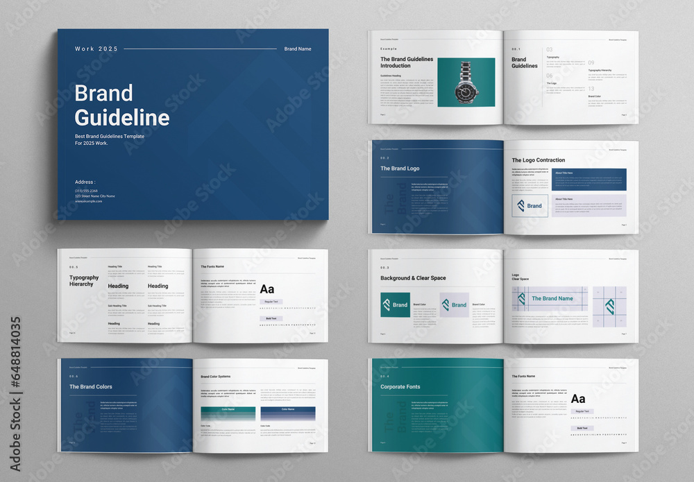 Brand Guidelines Template Brochure Design Layout Landscape Stock ...