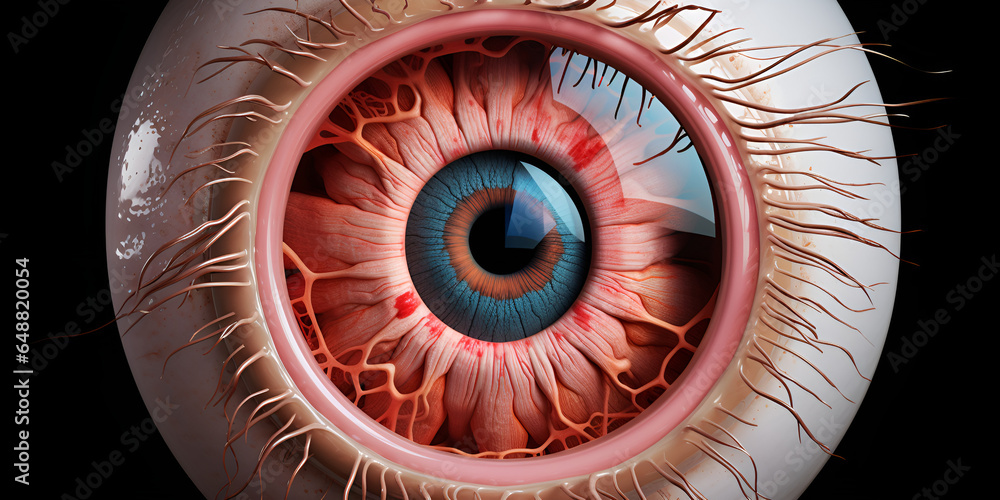 realistic human eye with red iris isolated on white background (3d ...