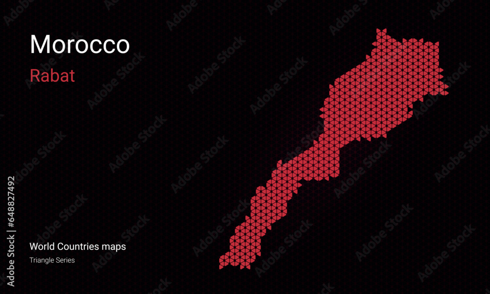 Creative map of Morocco Rabat, Kingdom of Morocco. World Countries vector maps series. Dark ...