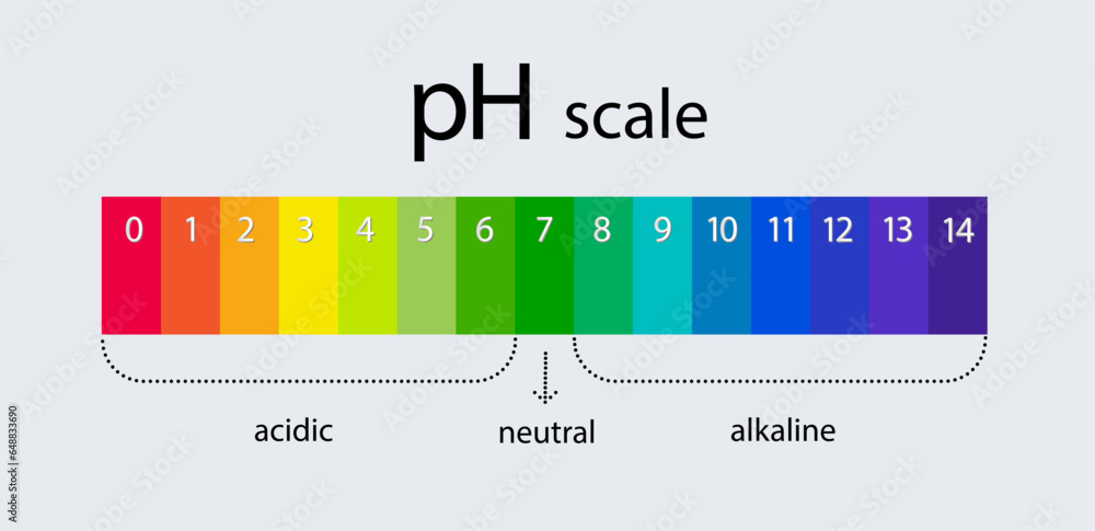 pH scale indicator chart. Acidic Alkaline measure. pH analysis chemical ...