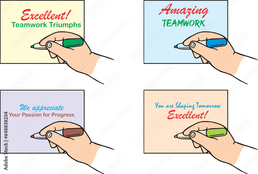 Set of employee appreciation cards. Amazing team work appreciation card ...