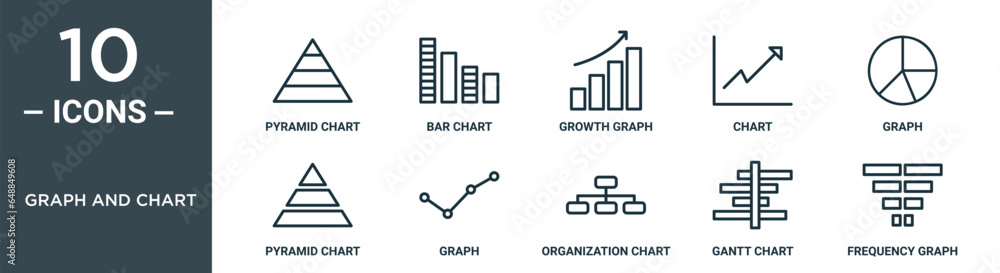 graph and chart outline icon set includes thin line pyramid chart, bar ...