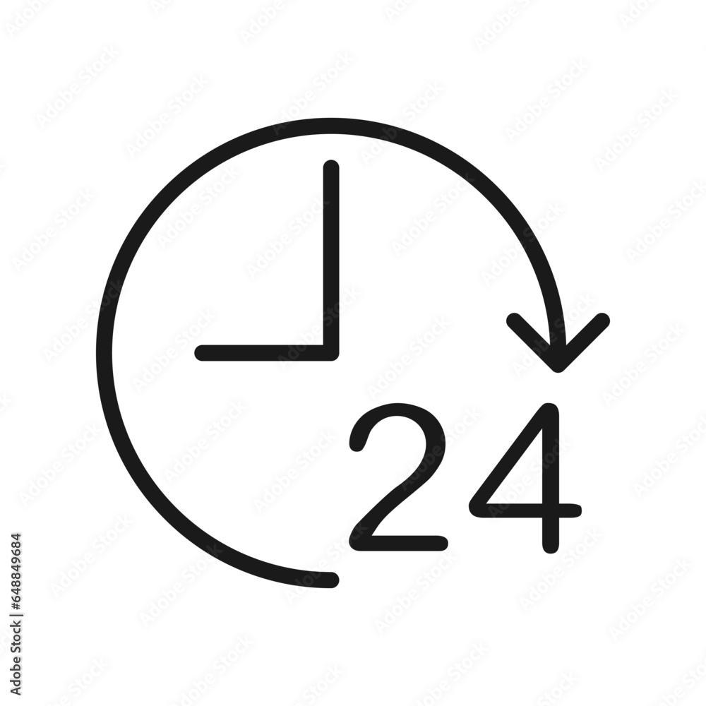 24 Hour Clock glyph vector icon isolated. 24 Hour Clock stock vector ...