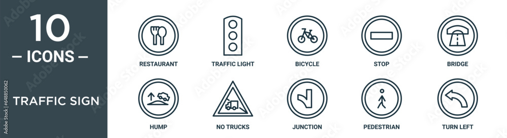 Vetor de traffic sign outline icon set includes thin line restaurant ...