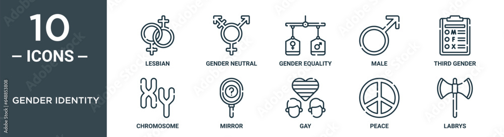 Vetor de gender identity outline icon set includes thin line lesbian ...