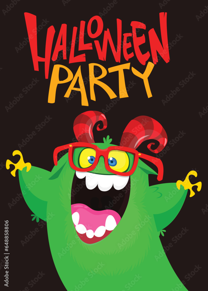 Сartoon monsters set. Halloween party invitation or poster design with ...