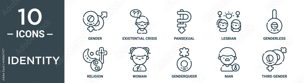 Vetor do Stock: identity outline icon set includes thin line gender ...