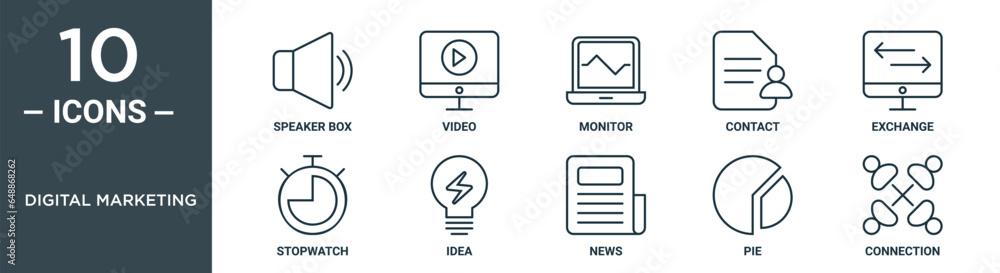 Vecteur Stock digital marketing outline icon set includes thin line ...