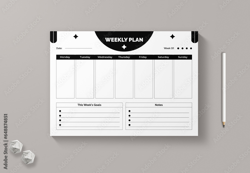 Weekly Planner Template Stock Template | Adobe Stock