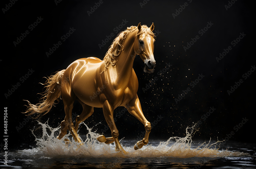 Golden beautiful rare horse with water splash effect, 1927, account ...