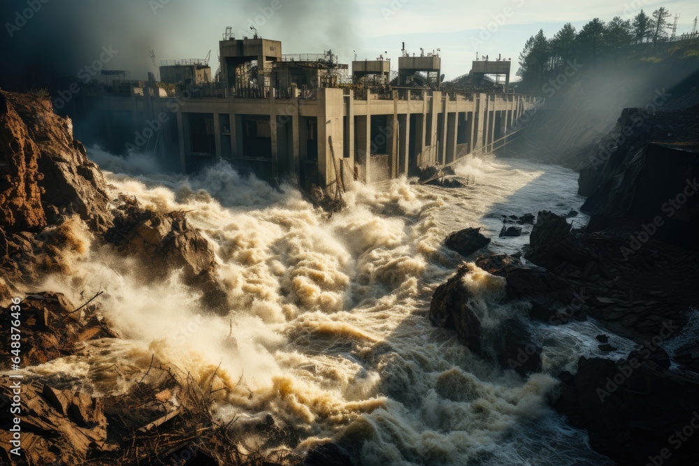 Harrowing scenes of large river floods and devastating floods. Stock ...